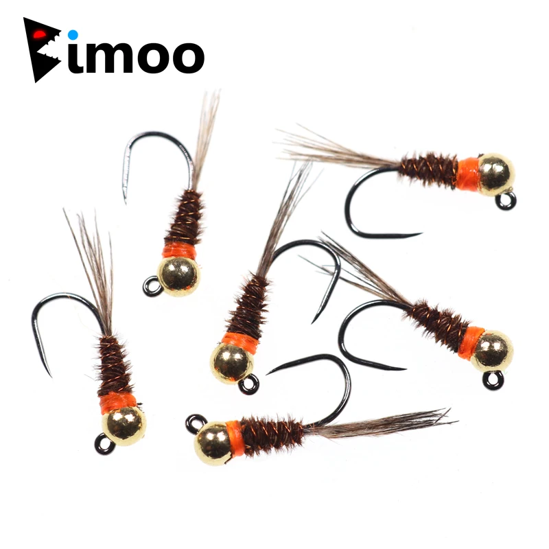 Bimoo 6PCS Tungsten Jig Brown Perdigon Nymphs for Euro Nymphing ...