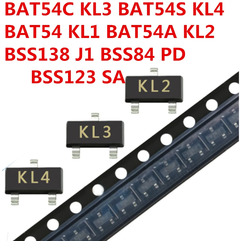 100pcs/lot New Bat54c Kl3 Bat54s Kl4 Bat54 Kl1 Bat54a Kl2 Bss138 J1 Bss84 Pd Bss123 Sa Schottky ...