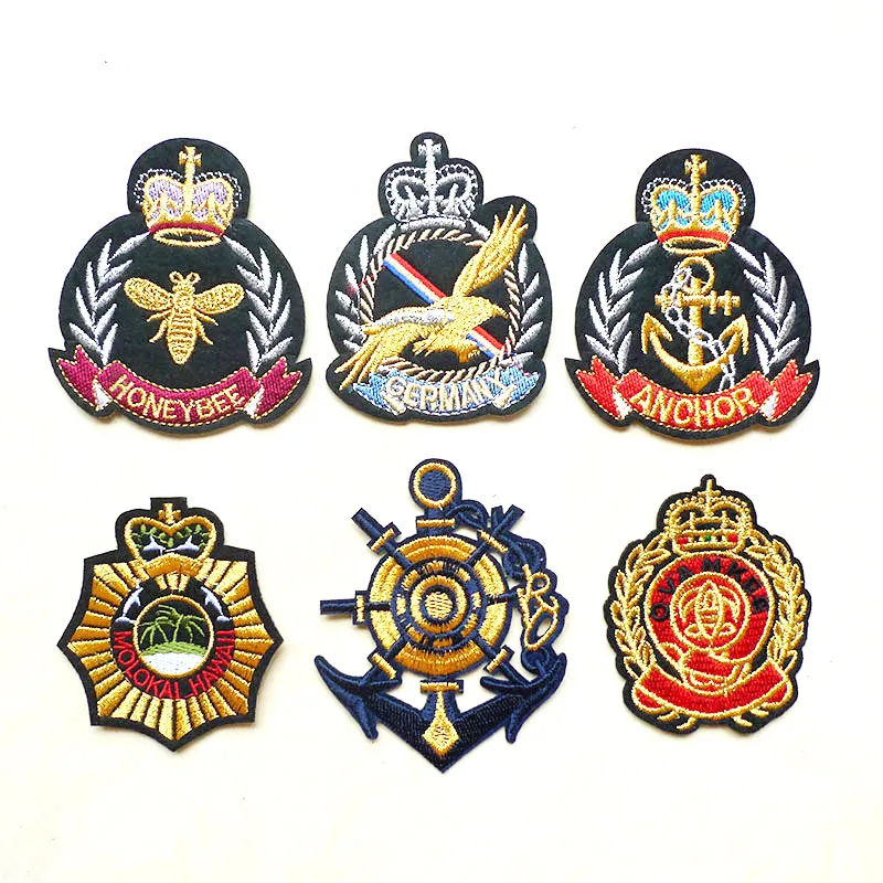 2021-Hot-Sale-New-Gold-Embroidered-Ship-Anchor-Military-Bee-Patches ...