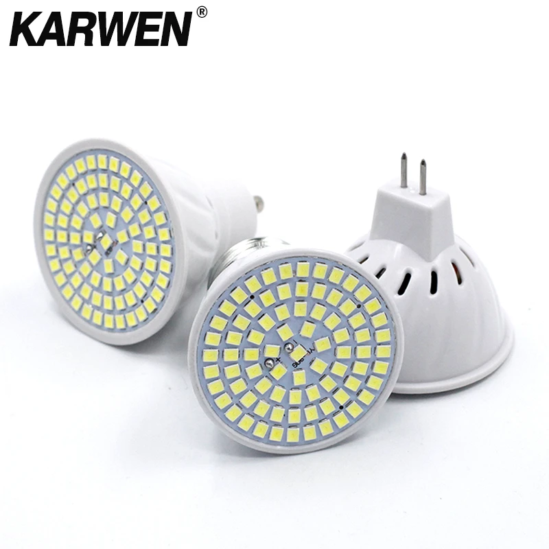 KARWEN Lampada LED Lamp GU10 MR16 E27 E14 Bombillas LED Bulb 220V 240V Spotlight 48 60 80 LED ...