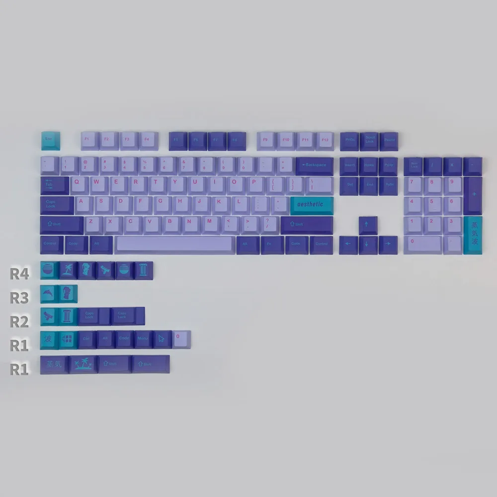 PBT Dye Sublimation Vaporwave Keycaps Mechanical Keyboard Cherry ...