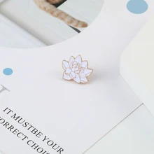 White Lotus Flower Enamel Pin Brooches Denim Shirts Lapel Pins Metal ...