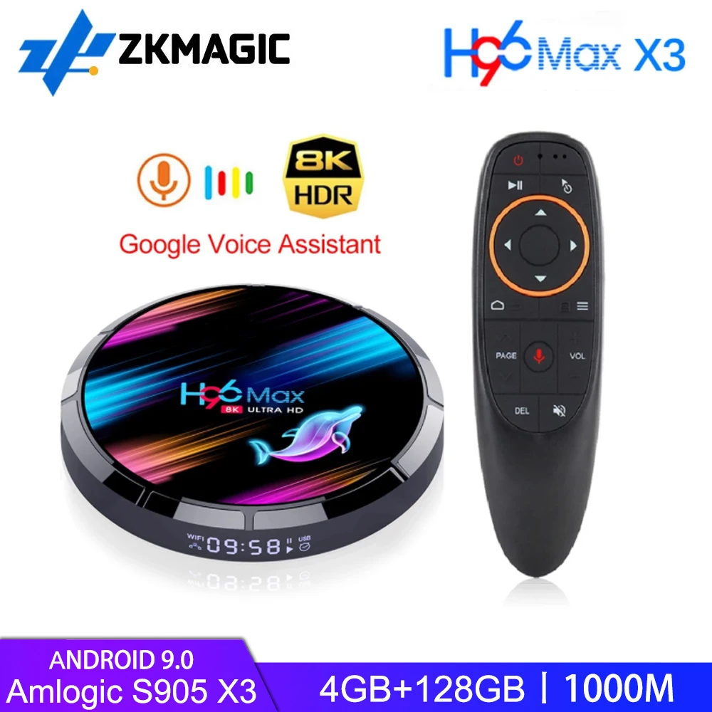 안드로이드 9.0 TV 박스 H96 MAX X3 Amlogic S905X3 쿼드 코어 8K 24fps 와이파이 2.4/5.0G, 4GB 128GB 64GB 32GB 유튜브 ...