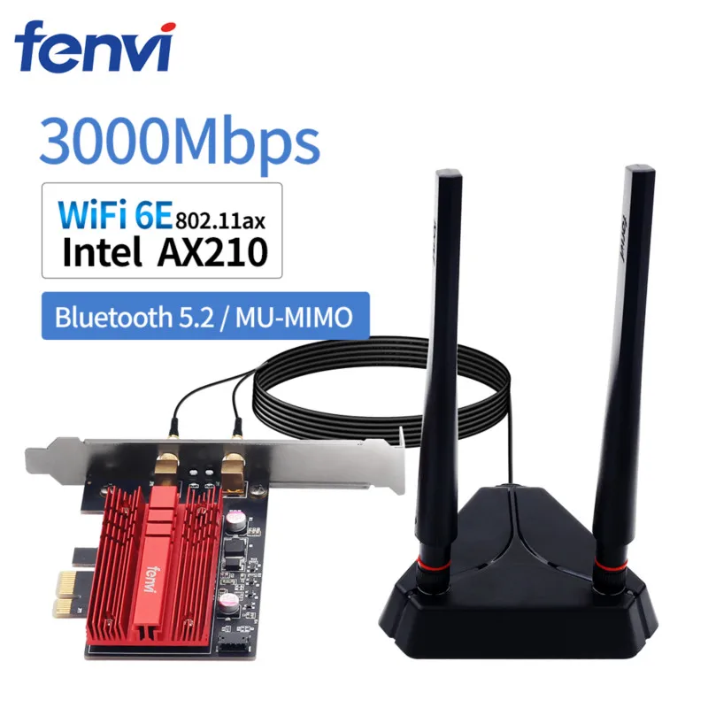 WiFi6E tarjeta WiFi de 3000Mbps, adaptador de red de escritorio inalámbrico, Intel AX210 ...