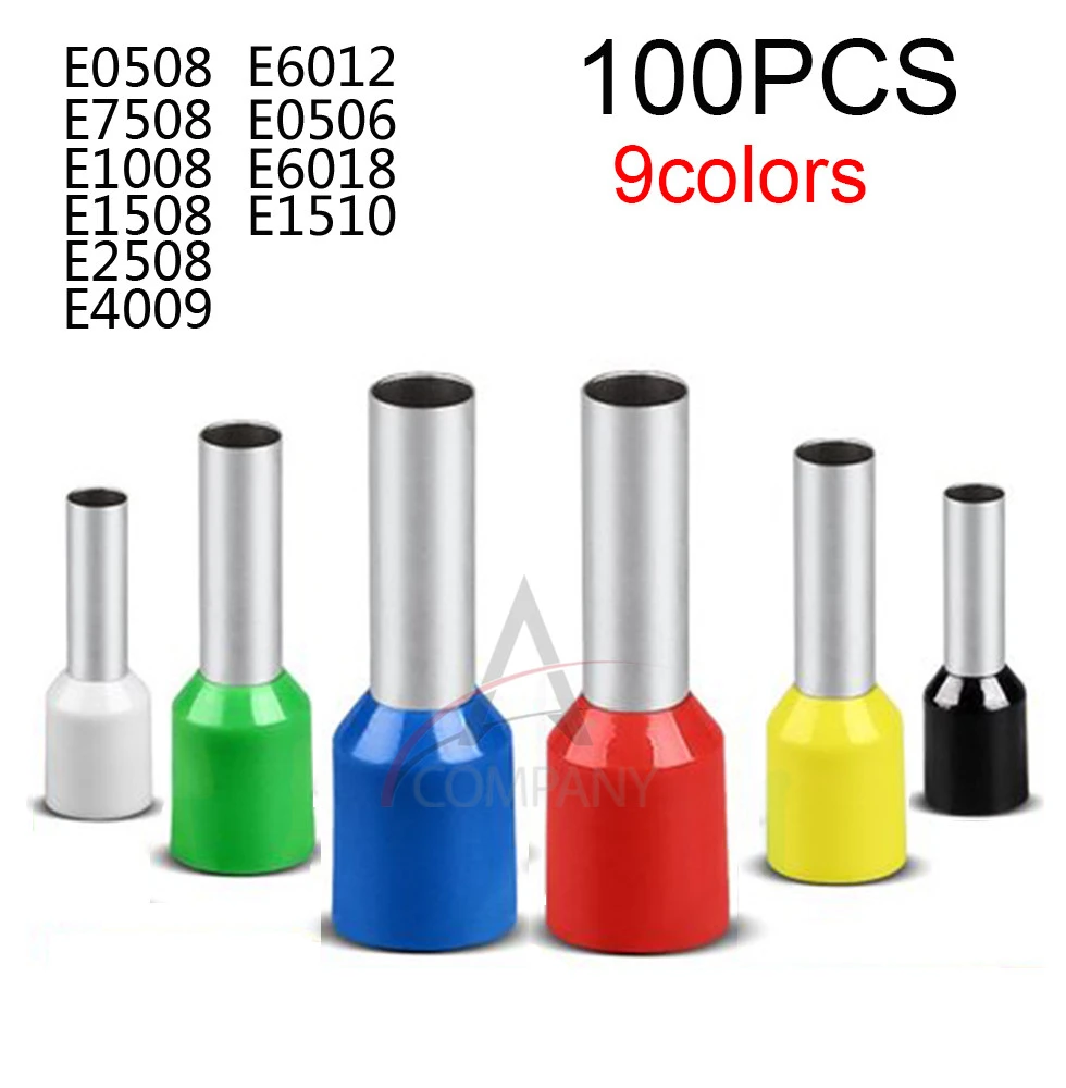 100pccs E0506 E0508 E0510 E7506 E7508 E7510 Insulated Ferrules Terminal ...
