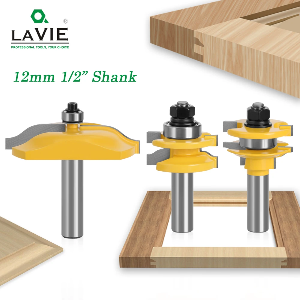 12MM-1-2-Shank-3pcs-Large-Rail-Stile-Ogee-Blade-Cutter-3-Panel-Cabinet ...