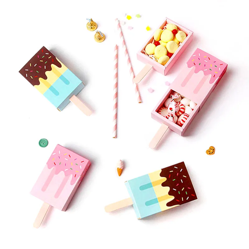 10pcs Ice Cream Shape Candy Box Packaged Snacks Biscuits Drawer Gift ...