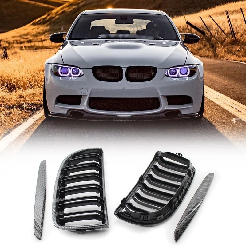 Car Carbon Fiber Look Front Kidney Grille Dual Slats Grill for BMW 3 ...