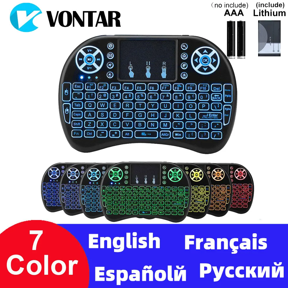 Mini Wireless Keyboard Backlit i8 Keyboard English/Russian/Spanish ...