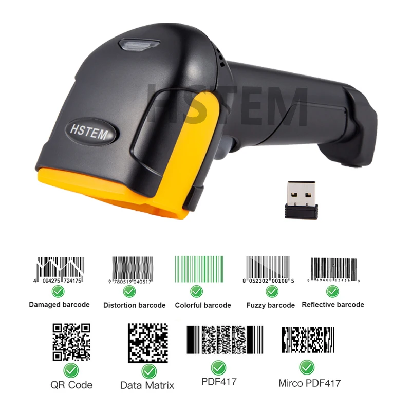 Wireless Barcode Scanner 2.4G 1D 2D QR Code Bluetooth Wired USB Bar ...
