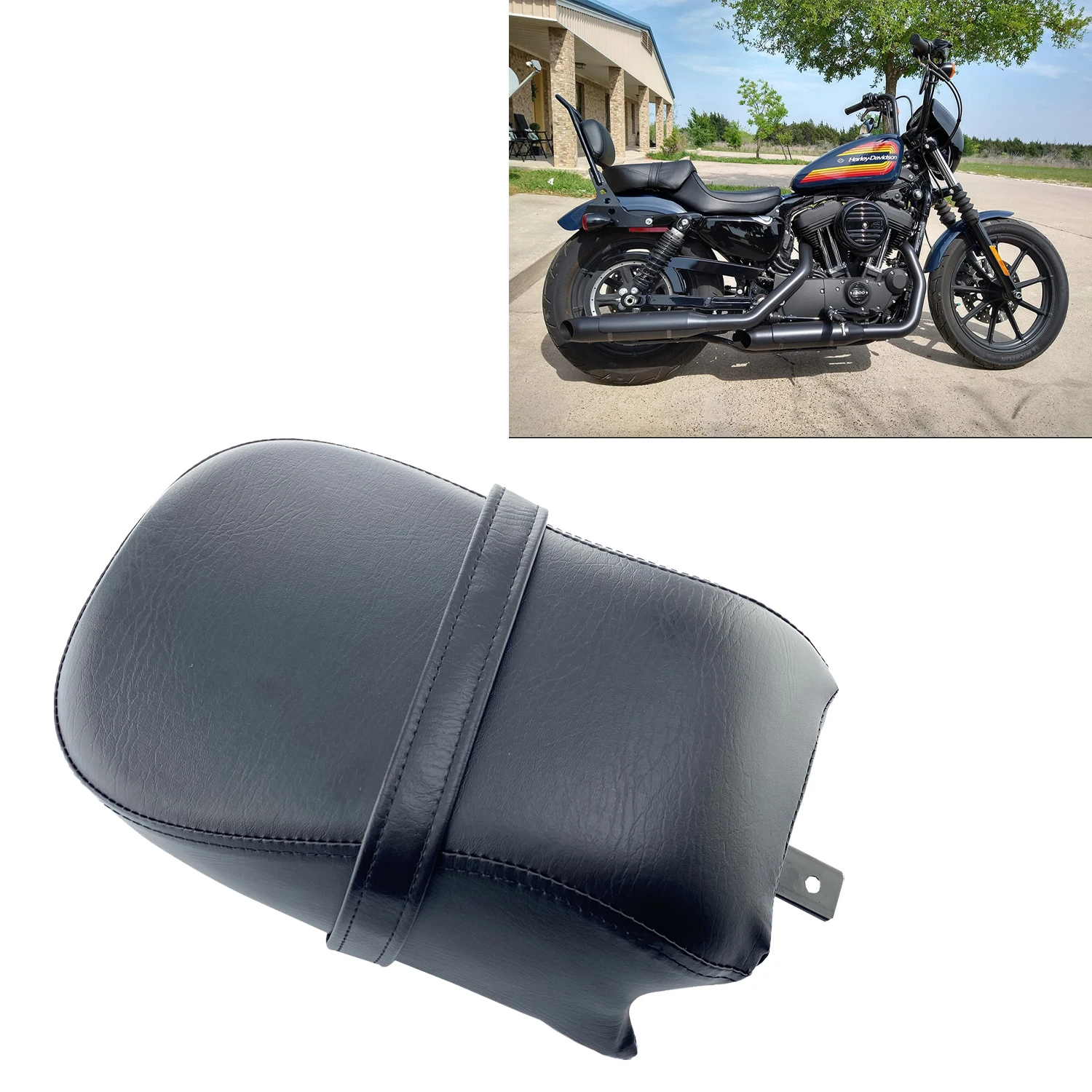 Black Rear Passenger Pillion Cushion Pad Seat For Harley Sportster 883 ...