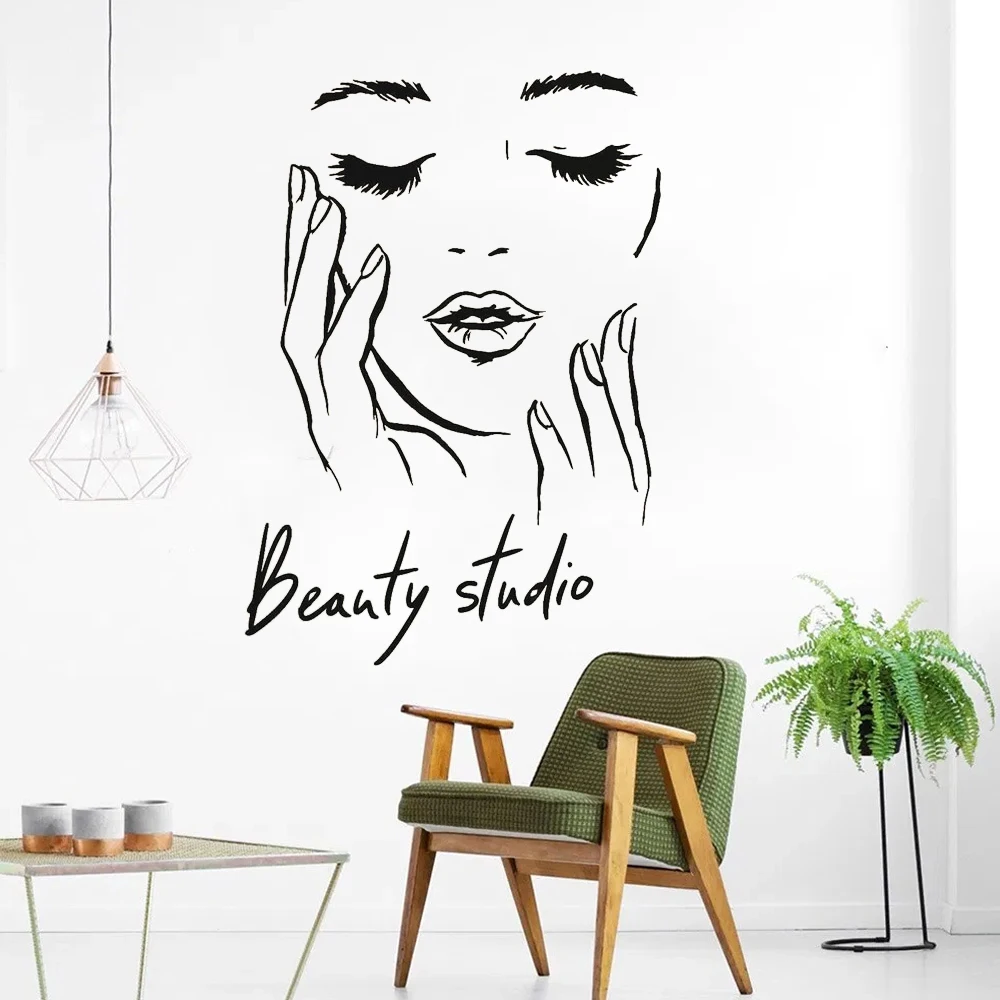 Female-Face-Vinyl-Wall-Decal-Beauty-Studio-Door-Sticker-Cosmetic-Makeup ...