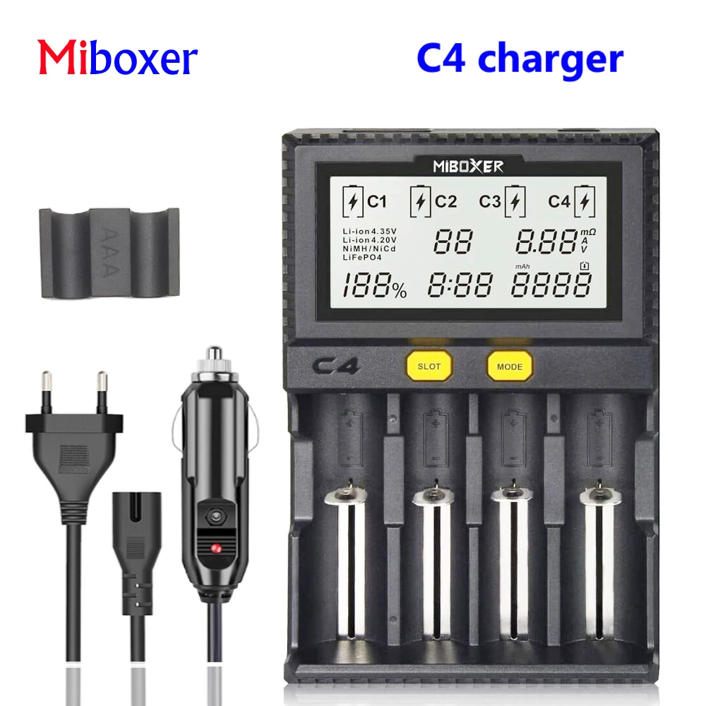 Miboxer C4 V4 LCD Smart Battery Charger for Li-ion IMR ICR LiFePO4 ...