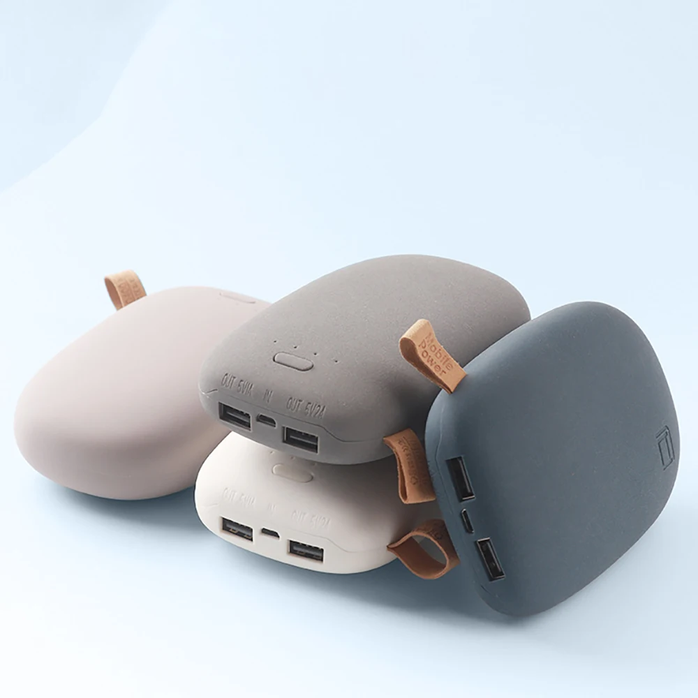 Mini Portable Pebble Power Bank 10400mAh 2USB Charging Power Indicator ...