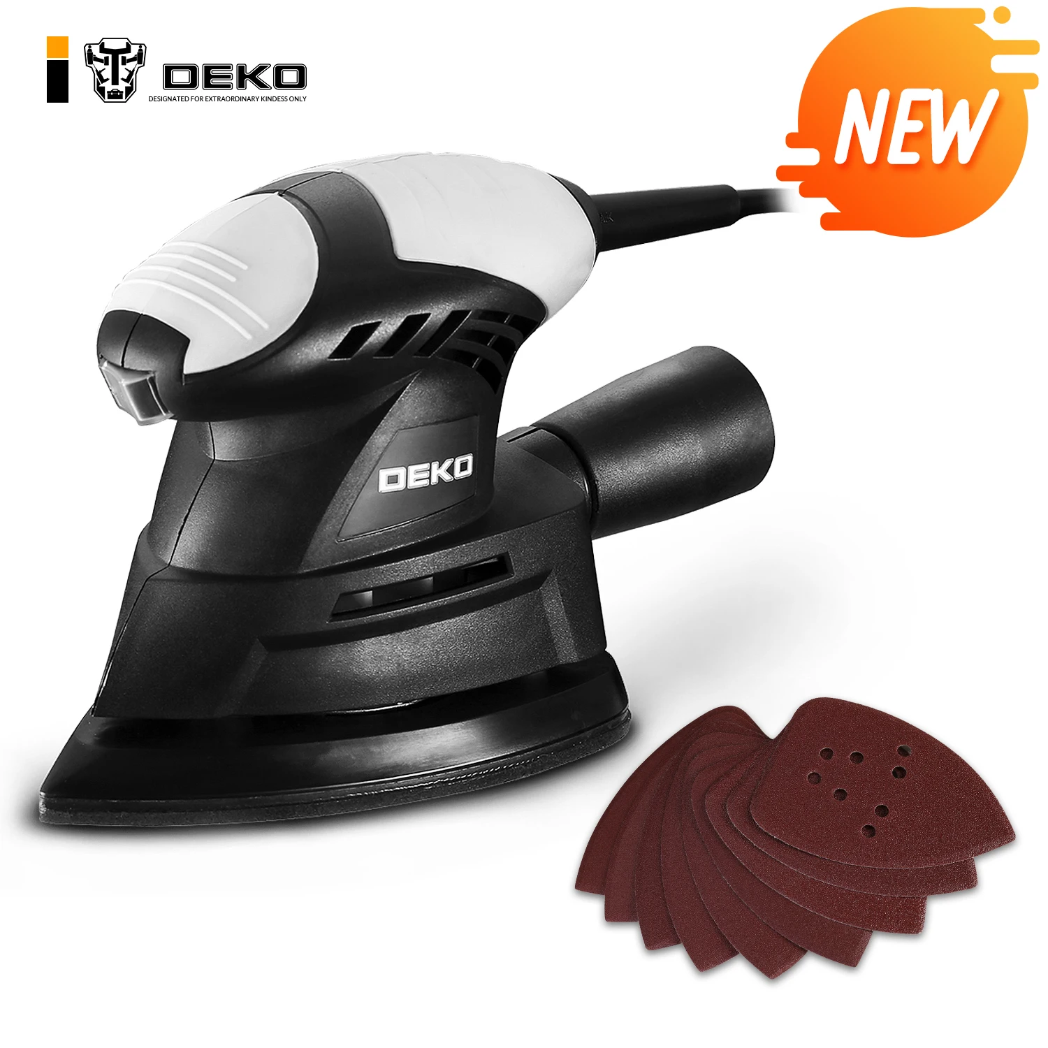 DEKO DKMS01 130W Mouse Sander with 9 Sheets of sandpaper Dust exhaust ...