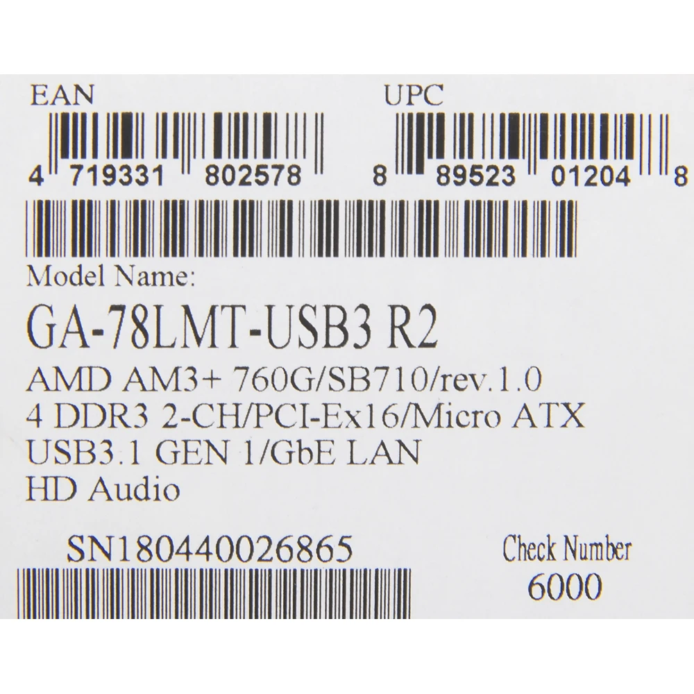 Материнская плата Gigabyte GA-78LMT-USB3 R2 Soc-AM3+ AMD 760G 4xDDR3 ...