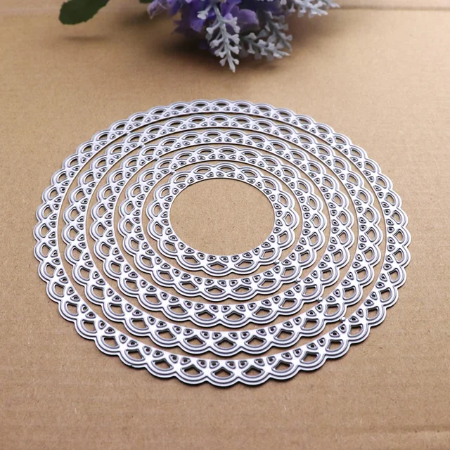 12cm Lace Round Die Circle Metal Cutting Dies Scrapbooking Die Cut for ...