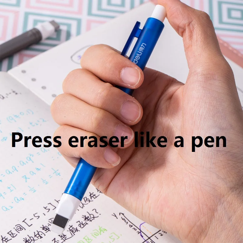 Pencil Eraser Push Type Pen Shaped Mechanical Replaceable Refills Soft ...