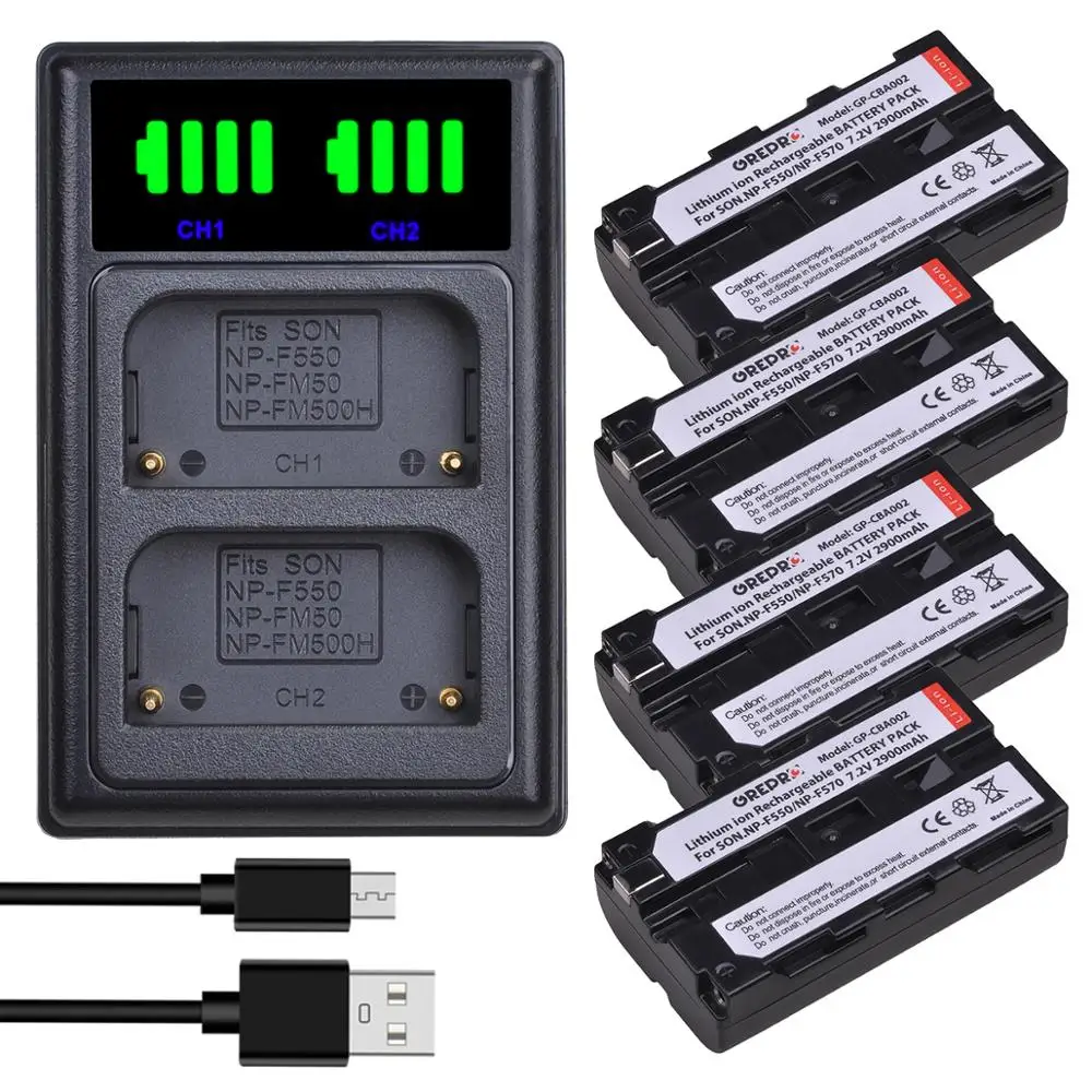 4Pcs-NP-F550-NP-F570-NP-F550-F570-Camera-Battery-LED-Dual-Charger-with ...