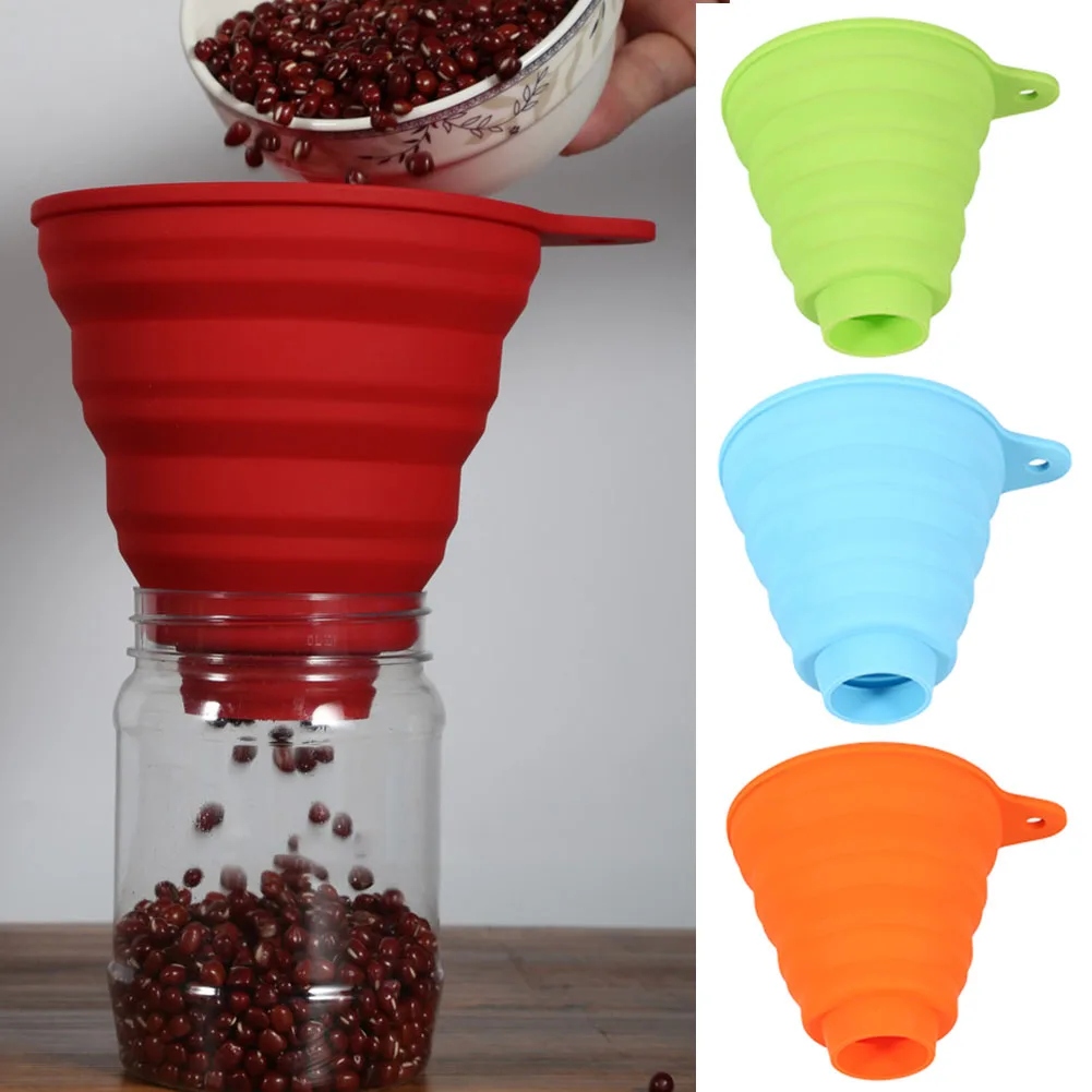 Wide Mouth Liquid Solids Transfer Collapsible Funnel For Jars Flexible ...
