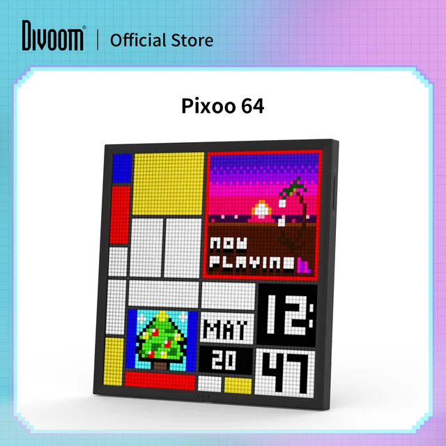 Divoom Pixoo 64 Digital Photo Frame with 64*64 Pixel Art LED Picture Electronic Display Board ...