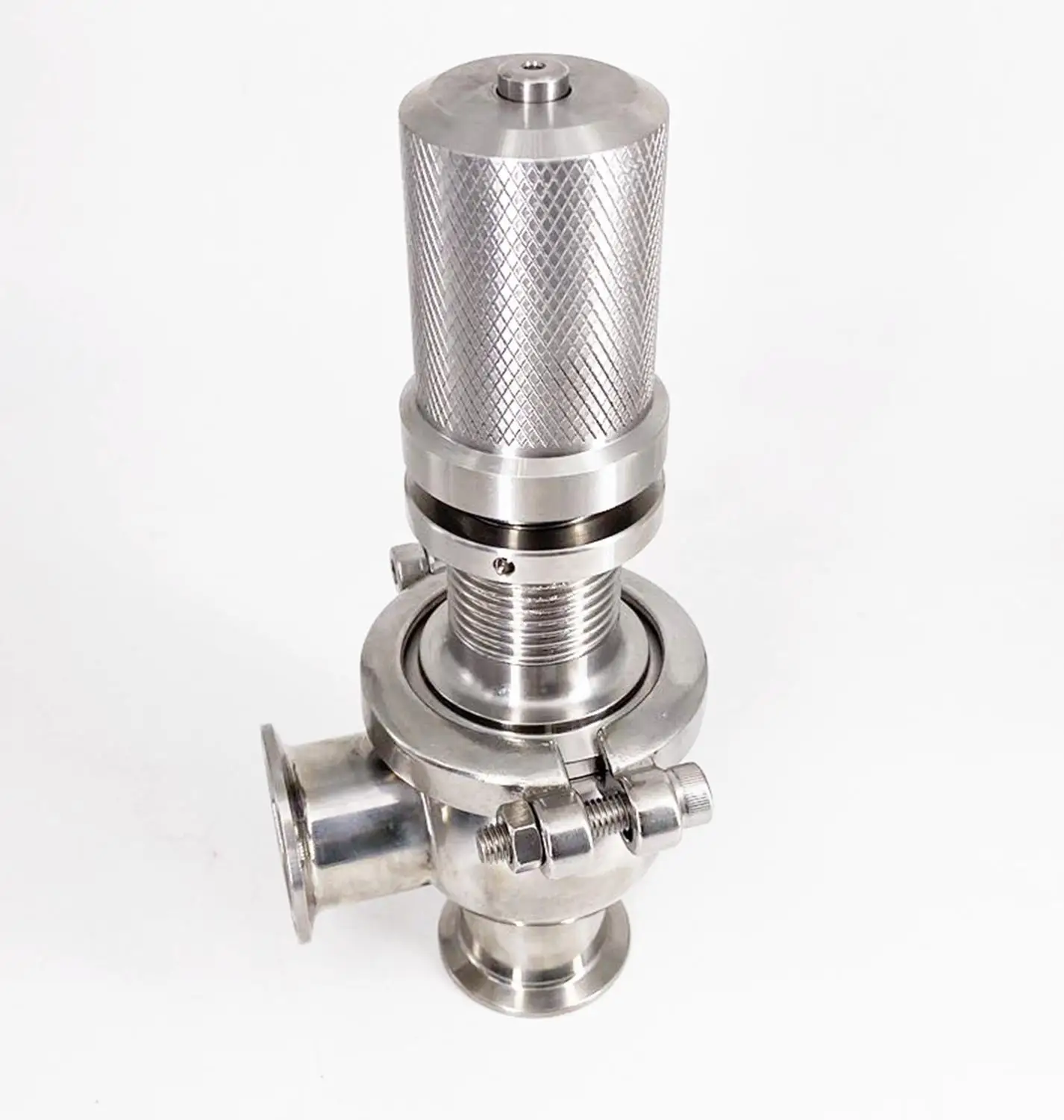 1.5 Tri Clamp Adjustable Pressure Relief Safety Valve Sanitary SUS304 0.5~6bar Stainless Steel ...