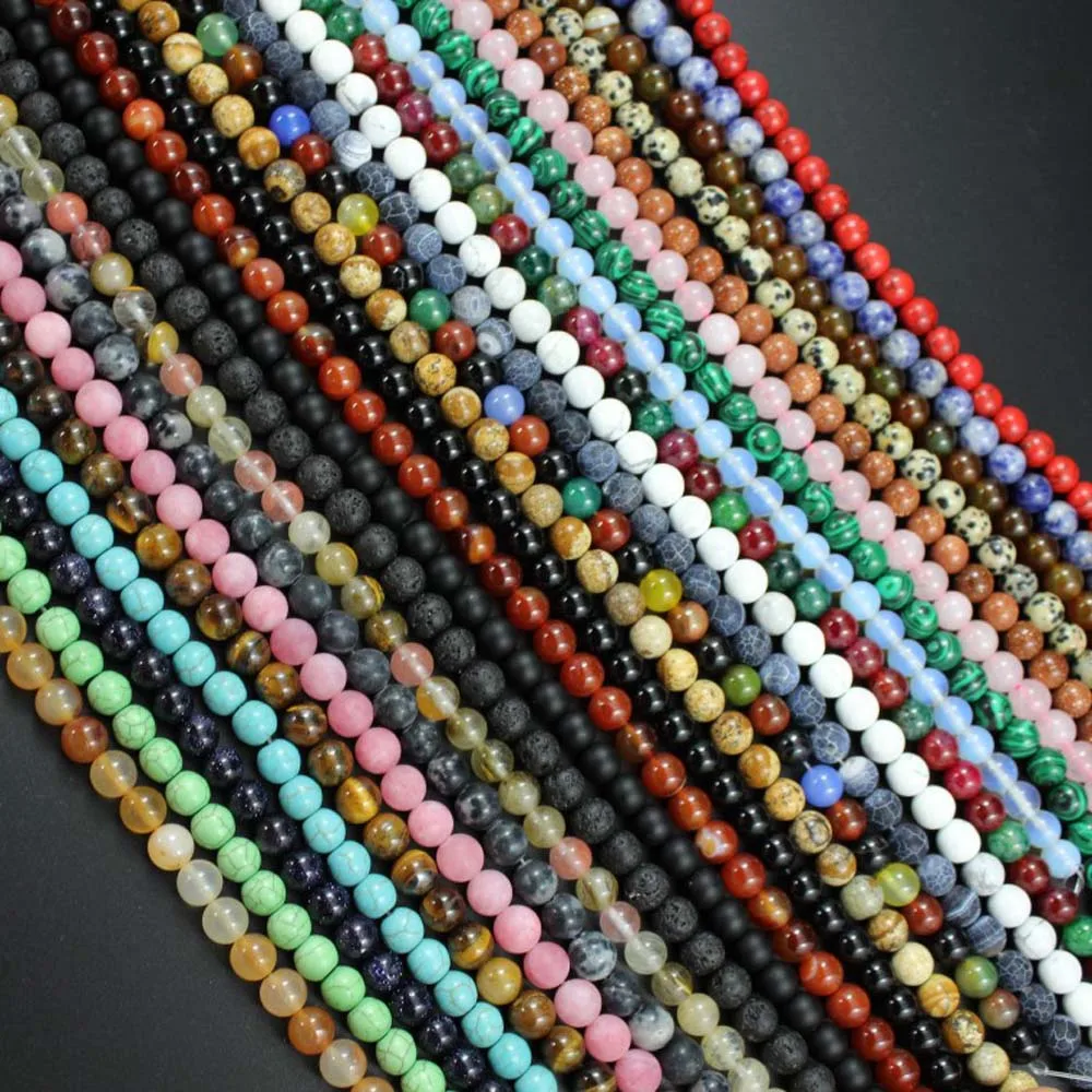 4 6 8 10mm Chakra Beaded Matte Lava Tiger Eye Black Onxy Loose Natural ...