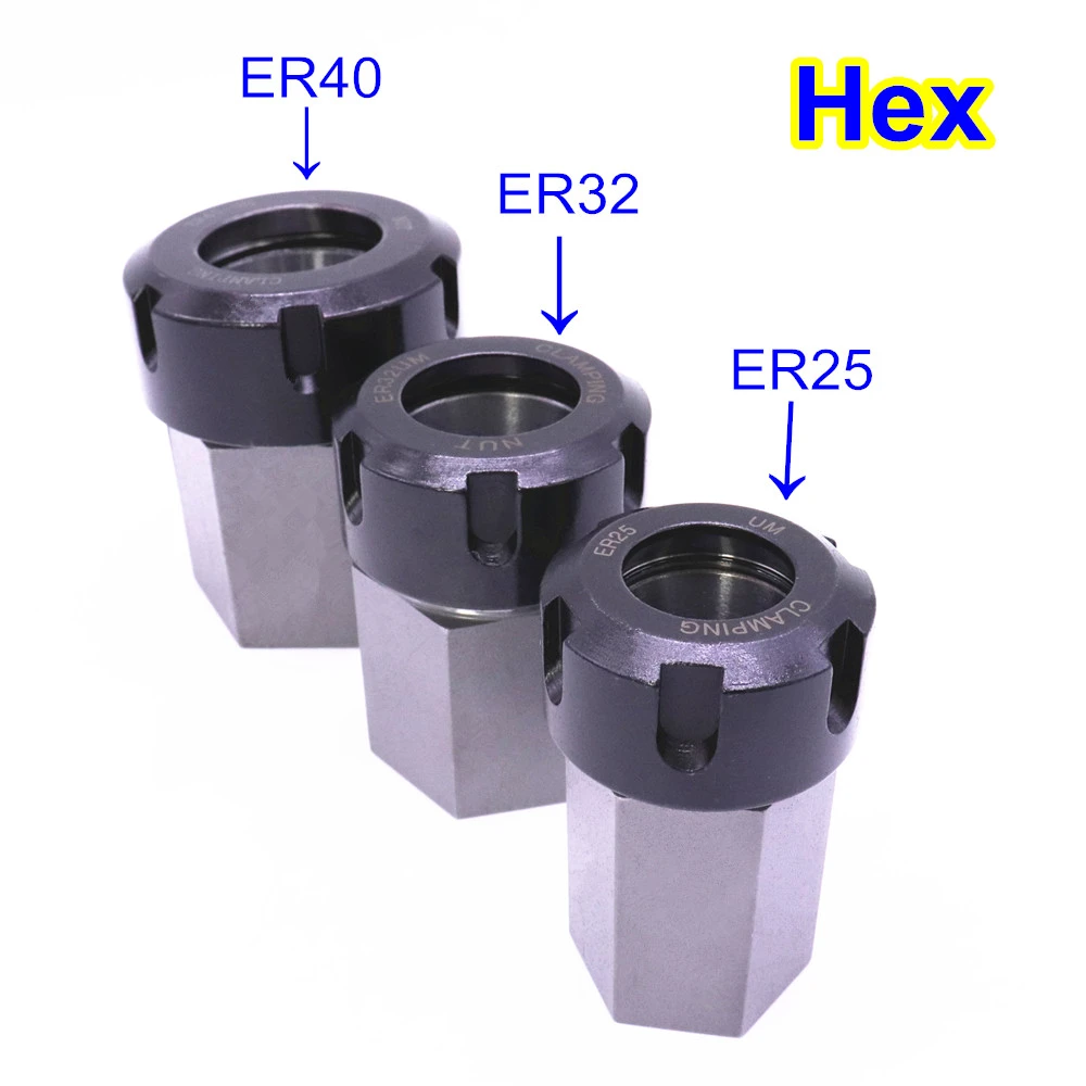 1pcs Hard Steel Hex Er25 Er32 Er40 Collet Chuck Block Hex Shank Spring ...