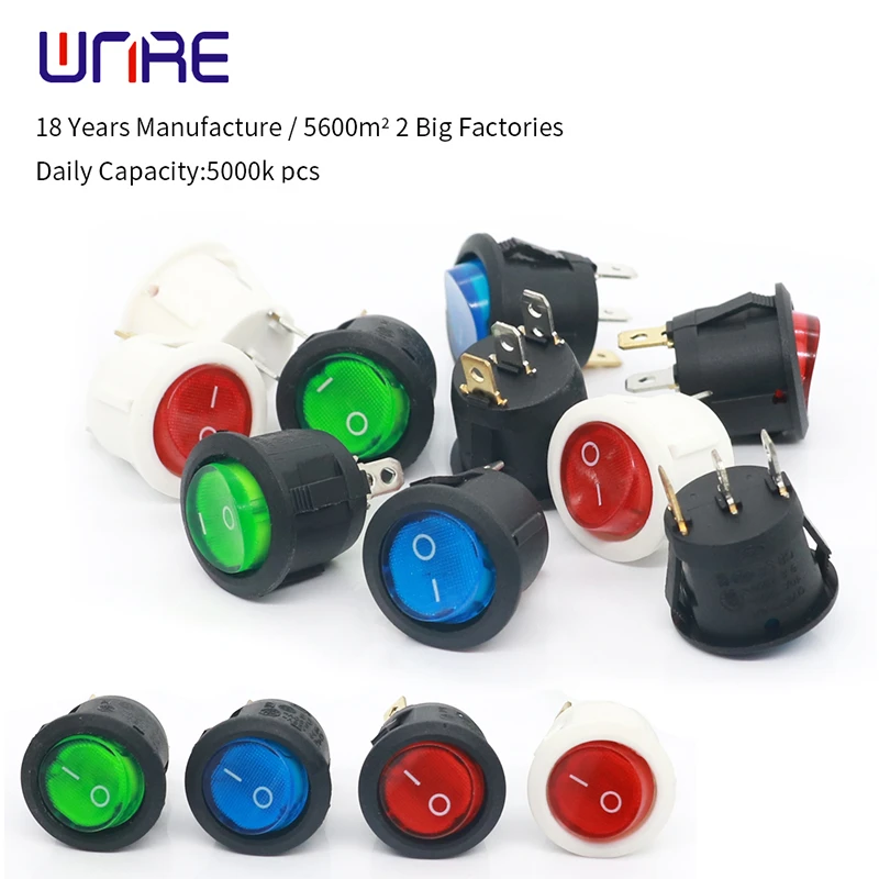 6a 250v Blue Round Rocker Switch | Blue Led Switch Round - 10pcs On/off ...