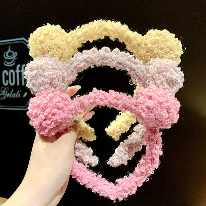 Autumn-Winter-New-Headband-Head-Hoop-Tiara-Korea-Lamb-Plush-Ball-Bezel ...