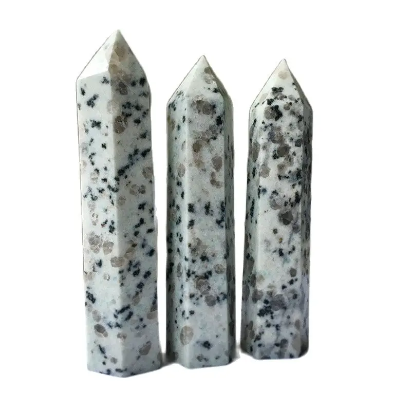 3pcs Natural white quartz crystal Tianshan Blue Jade Stone Point wand ...