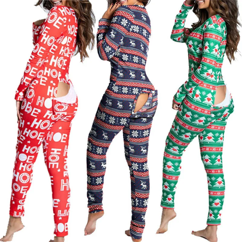 Sexy Pyjama Womens Jumpsuit Suit Button Down Front Back Butt Bum Open