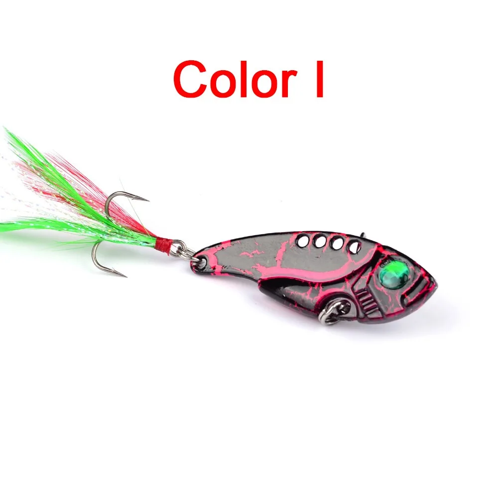 Evil 1pcs Metal VIB 11g/5.5cm Fishing Lure Vibration Spoon Hard Baits with Feather Crankbait ...