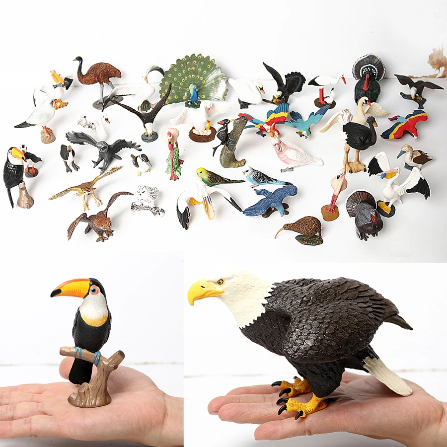 Simulated-Bald-Eagle-Owl-pelican-Parrot-Swan-Birds-Hand-Painted-Model ...