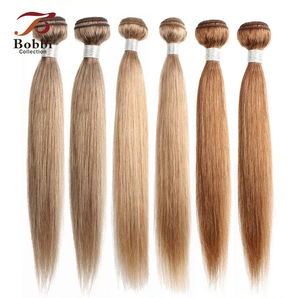 2/3/4 Bundles Blonde Remy Human Hair Extension Color 30 Brown Auburn #8 ...