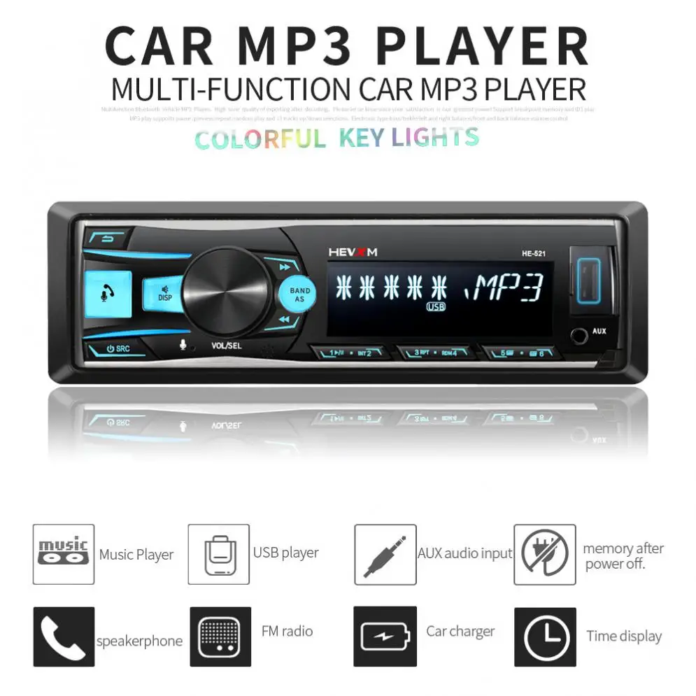 1 Din 12V Car Radio Multimedia Voice Control Bluetoothcompatible Player ...