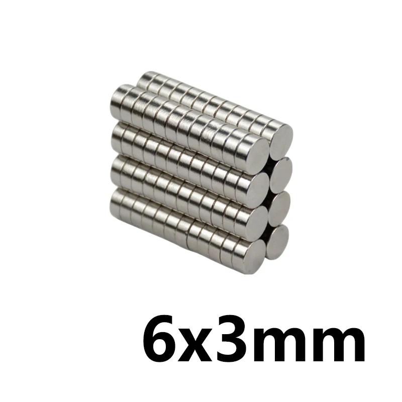 100pcs N35 6mm x 3 mm Strong Round Magnets Dia 6x3mm Neodymium Magnet ...