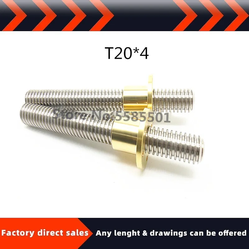 304 Stainless Steel Trapezoidal Threaded Screw T20*4 Screw With Copper ...
