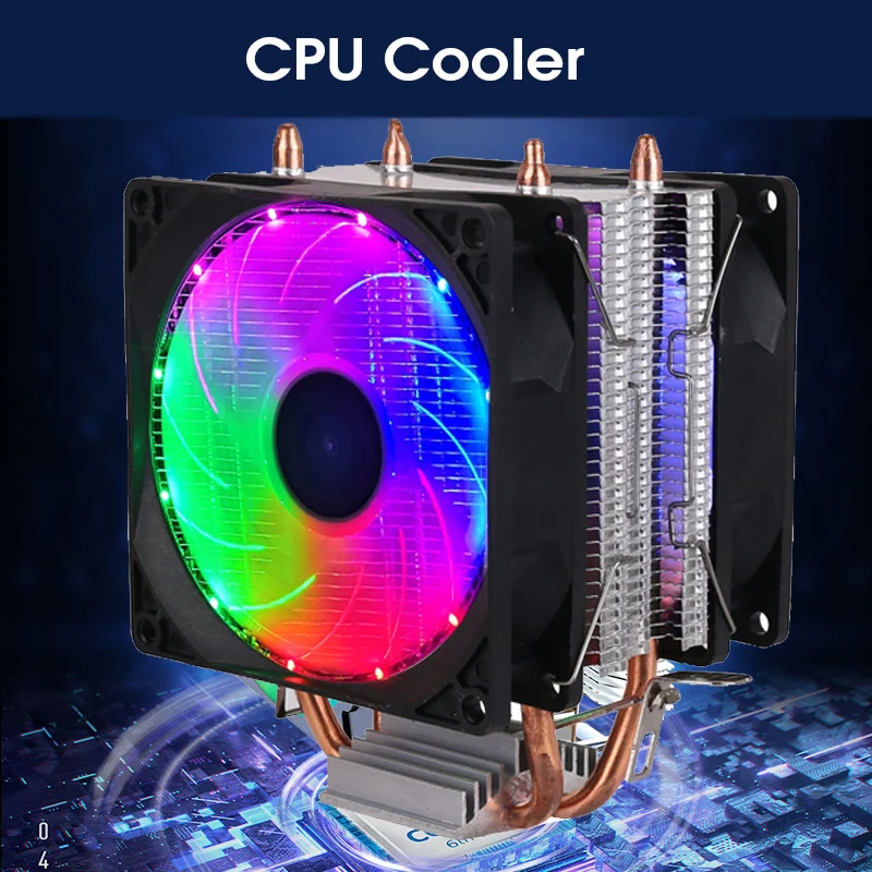 2-Heat-Pipes-CPU-Cooler-RGB-120mm-PWM-3-Pin-PC-Radiator-quiet-for-Intel ...