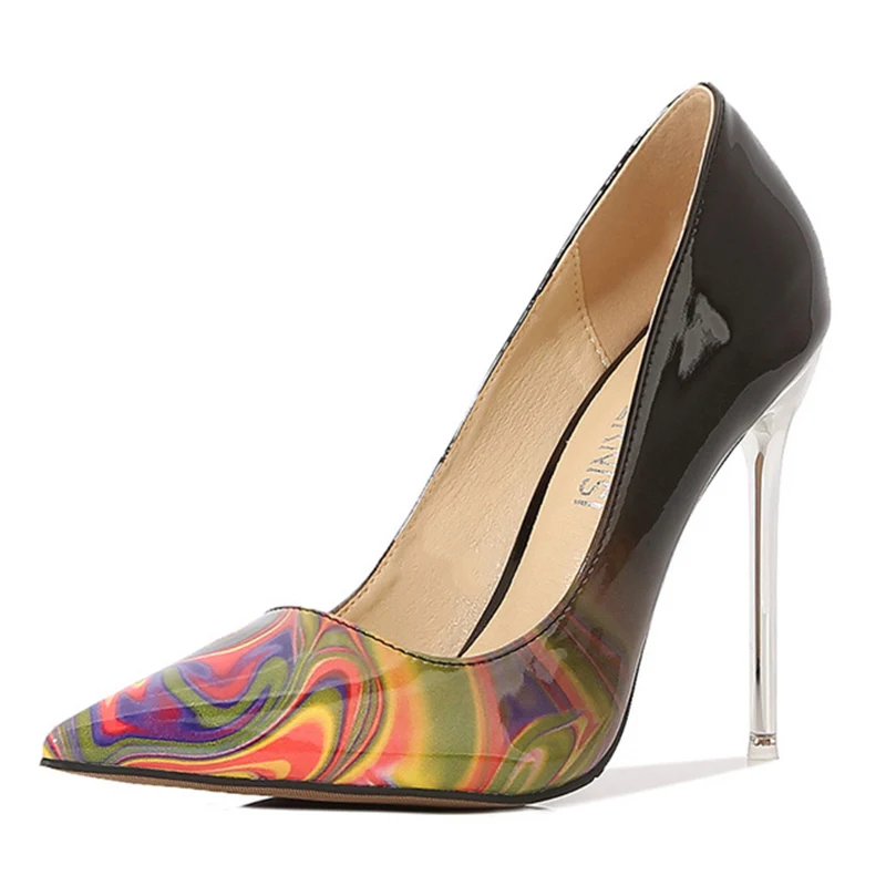 Graffiti Pointed Toe Heels | Glossy Women High Heels | Glossy Pointed ...