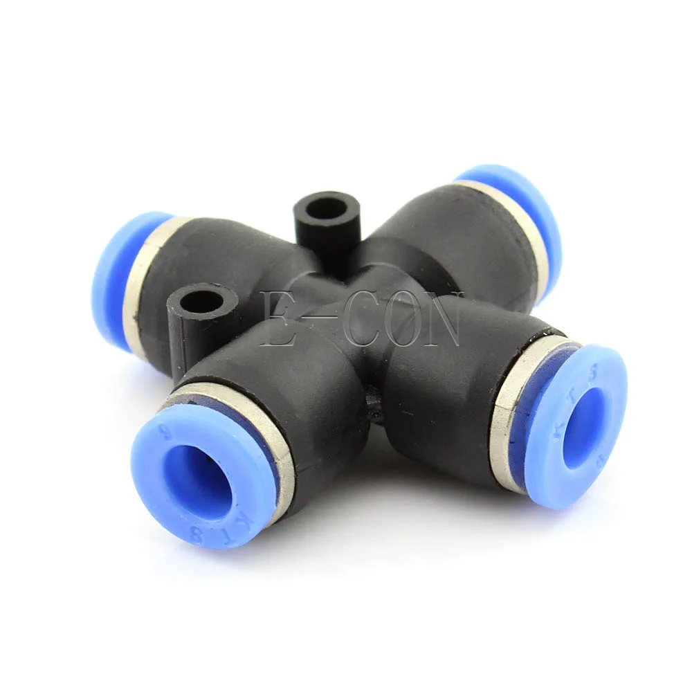 1pcs Pza6 Pneumatic Air 4 Way Quick Fittings Connector 6mm Equal Cross ...
