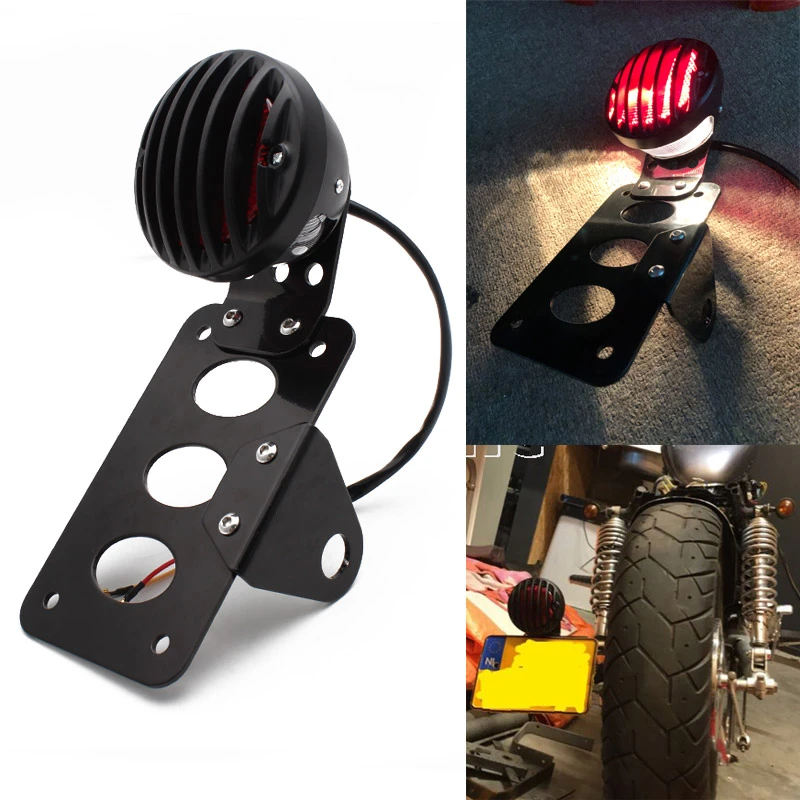 Motorcycle Side Mount Tail Light W/ License Number Plate Bracket For ...