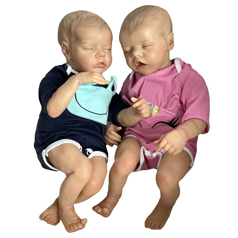 NEW 40CM High Grade Painted Reborn Doll Twin Sisters Girl Sleeping with ...