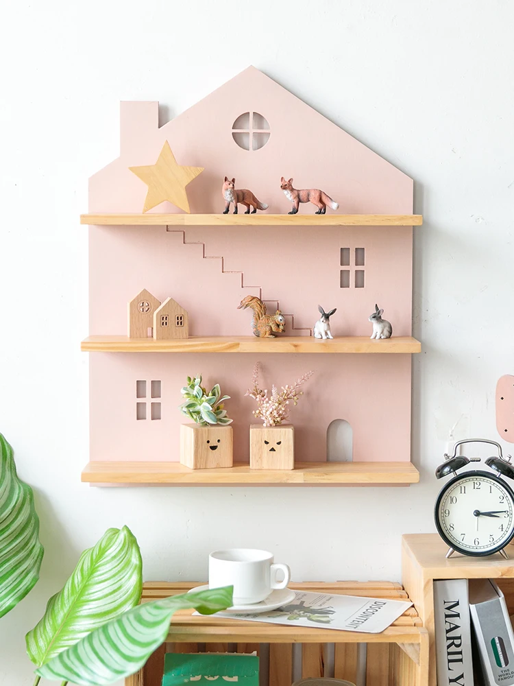 Nordic Partition Wall Mounted Shelf Girly Heart Decoration Wall Net Red ...