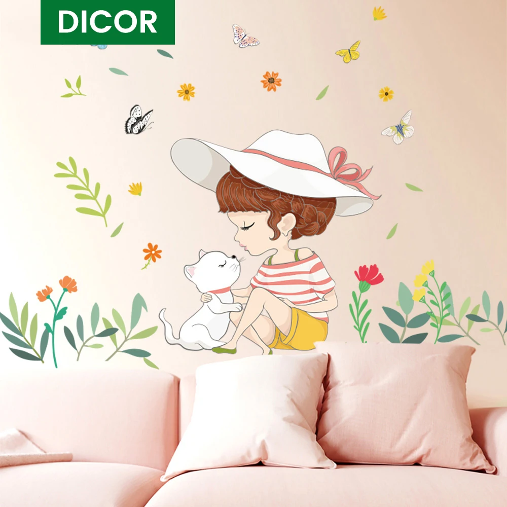 DICOR Cute Girls Wall Stickers For livingroom Decoration DIY Removable ...