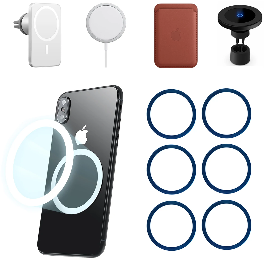 Universal For Magsafe Car Charger Phone Holder Round Metal iron Ring ...