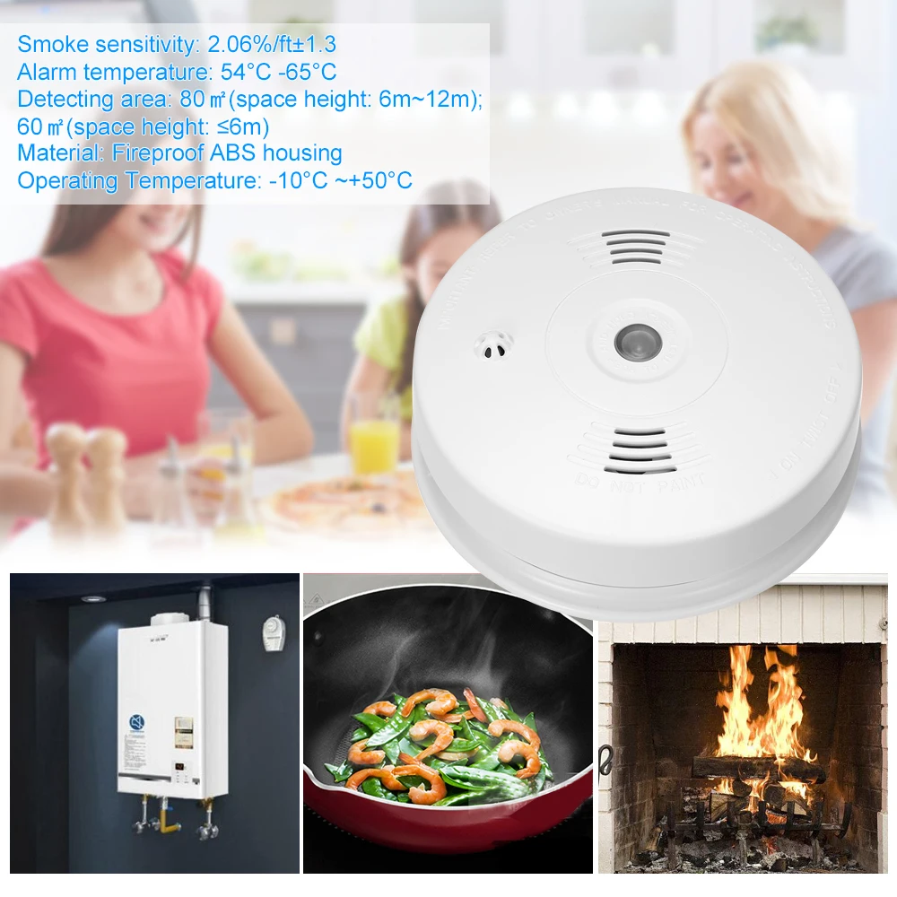 Wired Photoelectric Smoke Heat Detector High Sensitive Smoke Alarm ...
