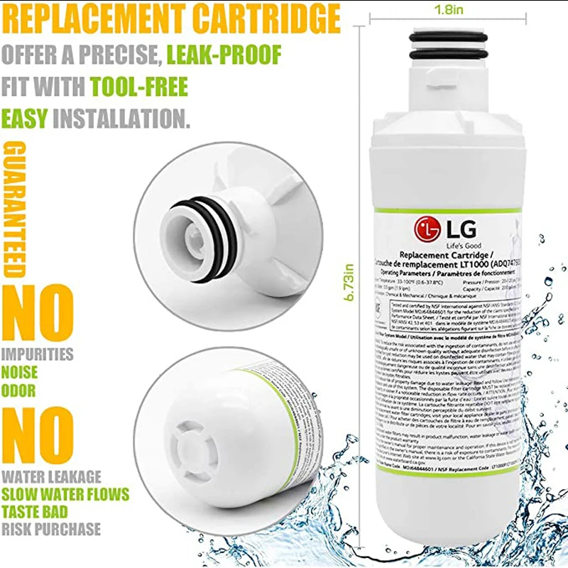 LG LT1000P smart refrigerator water filter, ADQ747935 replacement water ...