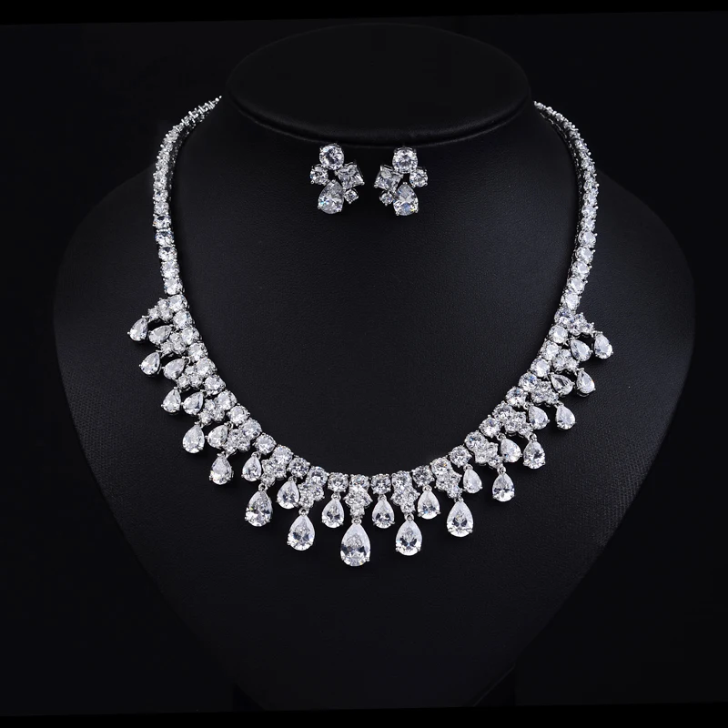 UILZ Exquisite Round Cubic Zirconia Jewelry Set For Women Prom Evening ...