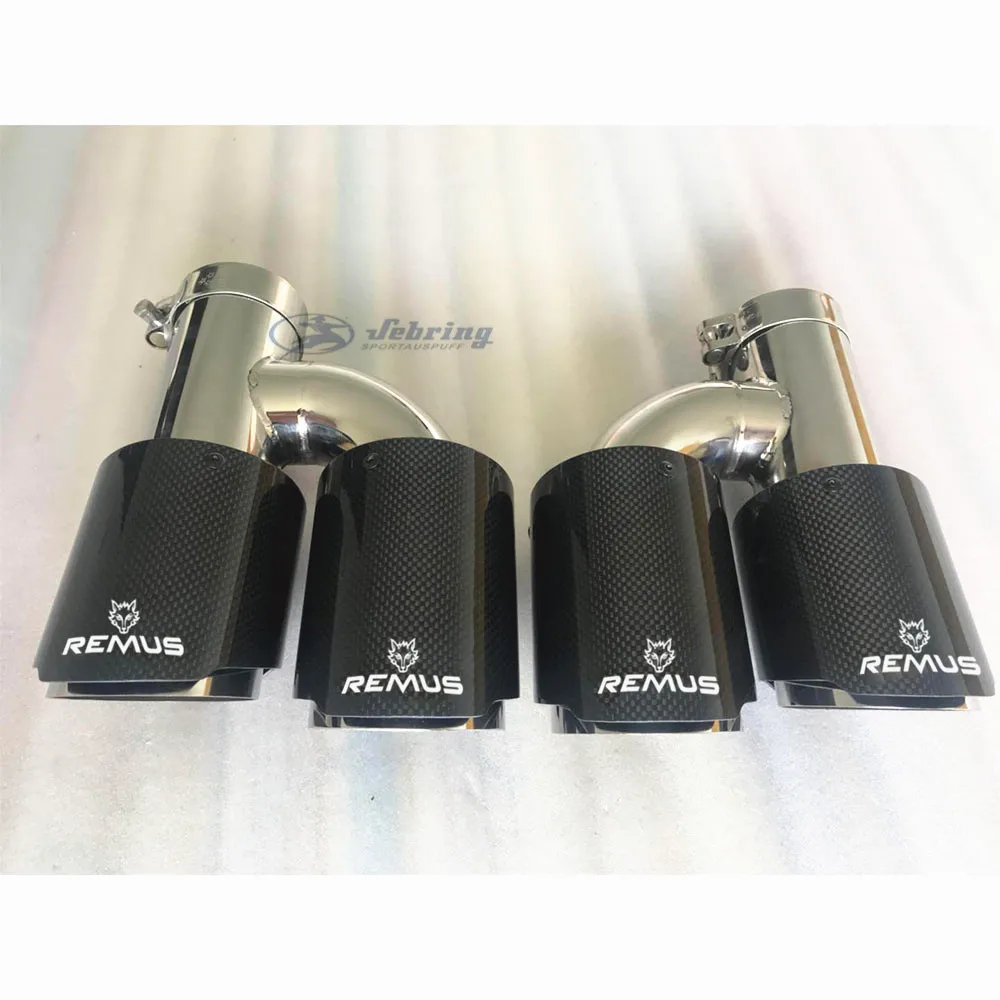 1pcs REMUS Car modified carbon fiber tube stainless steel double glossy ...